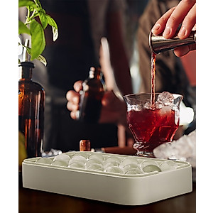 longzon Round Ice cube Trays for Freezer,Easy-Release Silicone,Circle Ice cube tray Making Sphere Ice with Removable Lid,BPA Free,for Cocktail,Whiskey Tea Coffee 2 Trays 1 ice Bucket & Scoop [2 pack]