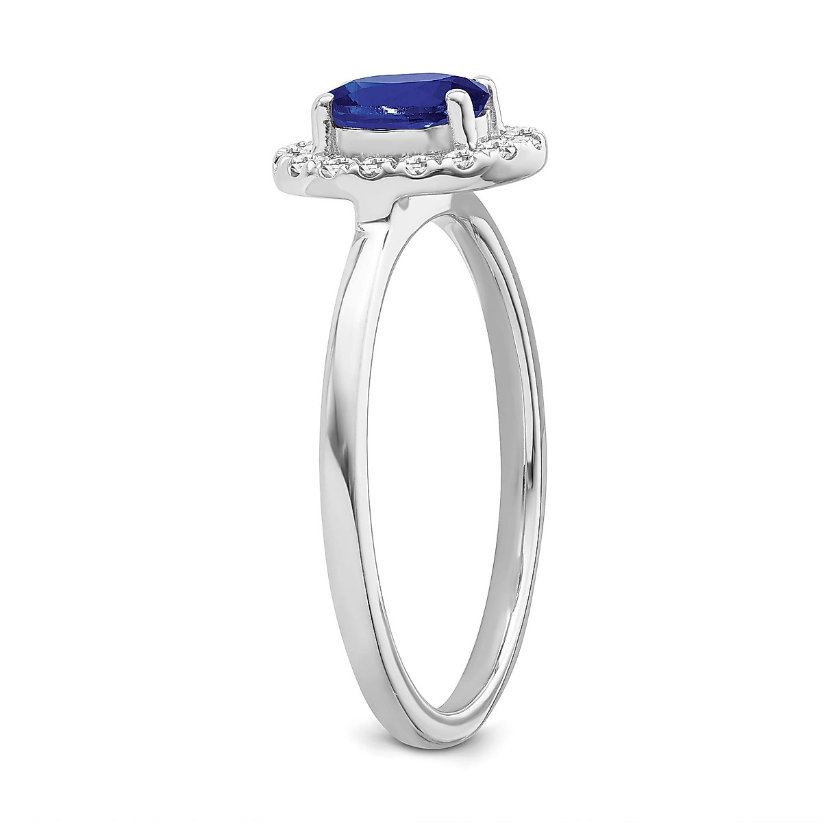 ARAIYA FINE JEWELRY Sterling Silver Diamond and Blue Sapphire Halo Ring (1/6 cttw, I-J Color, I2 Clarity), Size 5.5