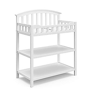 Graco Changing Table with Water-Resistant Change Pad and Safety Strap, White, Multi Storage Nursery Changing Table for Infants or Babies