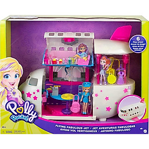 Polly Pocket Travel Toy Playset with 3-inch Doll & Accessories, Transforming Fabulous Flying Jet Airplane Toy