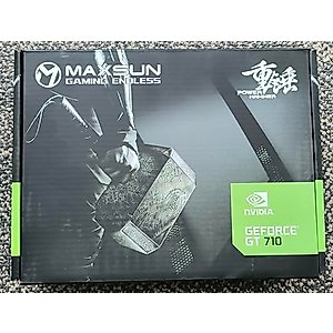 maxsun GEFORCE GT 710 2GB Low Profile Ready Small Form Factor Video Graphics Card GPU Support DirectX12 OpenGL4.5, Low Consumption, VGA, DVI-D, HDMI, HDCP, Silent Passive Fanless Cooling System