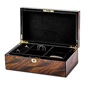 Saris and Things Tiger Wood Veneer High Gloss Finish Multi Use Locking Collector Box