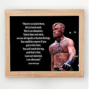 Conor McGregor Quotes Wall Art-"No Talent Here-This Is An Obsession"-10x8" UFC Fighter Poster Print-Ready to Frame. Motivational Decor for Home-Office-School-Cave-Gym. Great Gift for MMA Fans!