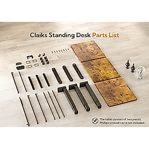 Claiks Triple Motor L Shaped Standing Desk, 63 x 55 inch Corner Stand Up Desk, Adjustable Height Desk with Splice Board, Black Frame/Rustic Brown Top