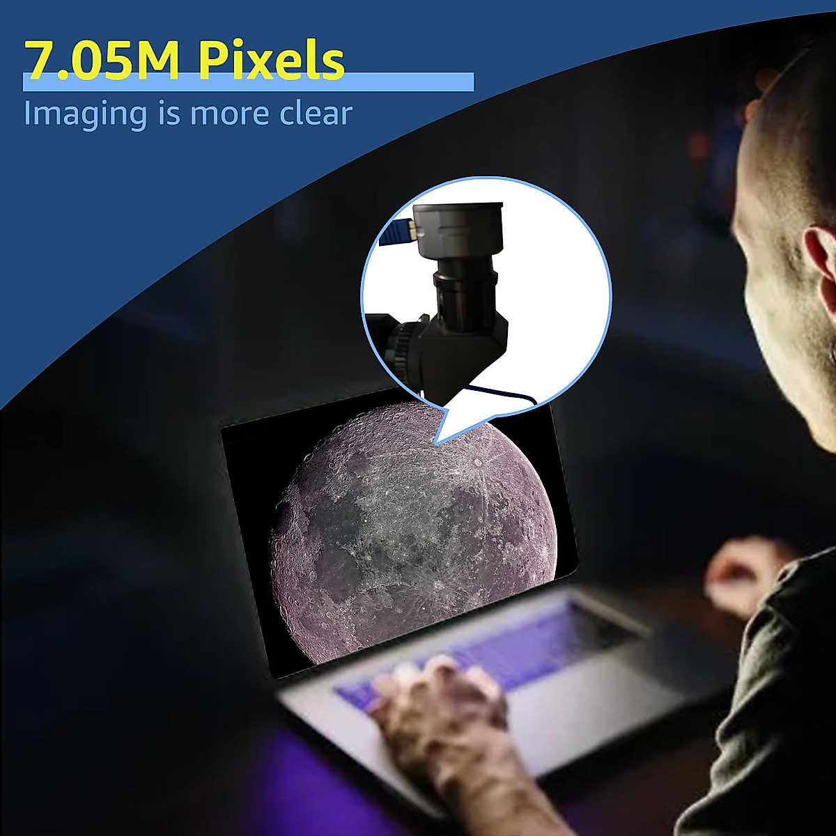 SVBONY SV205 Planetary Camera, 7.05MP USB3.0 Electronic Eyepiece, 1.25 Inches Telescope Camera, Suitable for Entry Level Astrophotography