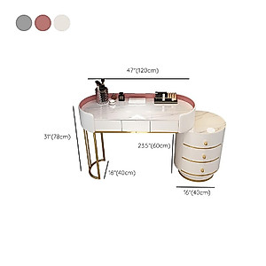 KWOKING Contemporary Bedroom Metallic Without Lighted Mirror with Drawer Makeup Vanity Set Makeup Table Storage Cabinet Integrated Grey - Makeup Vanity 47" L x 16" W x 31" H