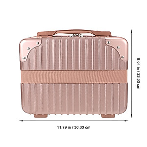 HEALLILY Hand Luggage Suitcase Makeup Suitcase 14 Inch Large Capacity Travel Makeup Train Case Portable Makeup Bag Cosmetic Brush Organizer Artist Storage Bag for Gold and white Makeup Box