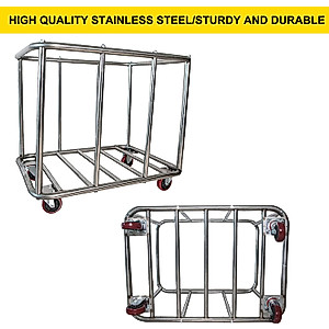 Laundry Cart for Commercial/Home,Industrial Large Rolling Laundry Cart Dirty Clothes Bin with Wheels,Heavy Duty Canvas Hamper,260LBS Load (Beige - 11.35 Bushels)