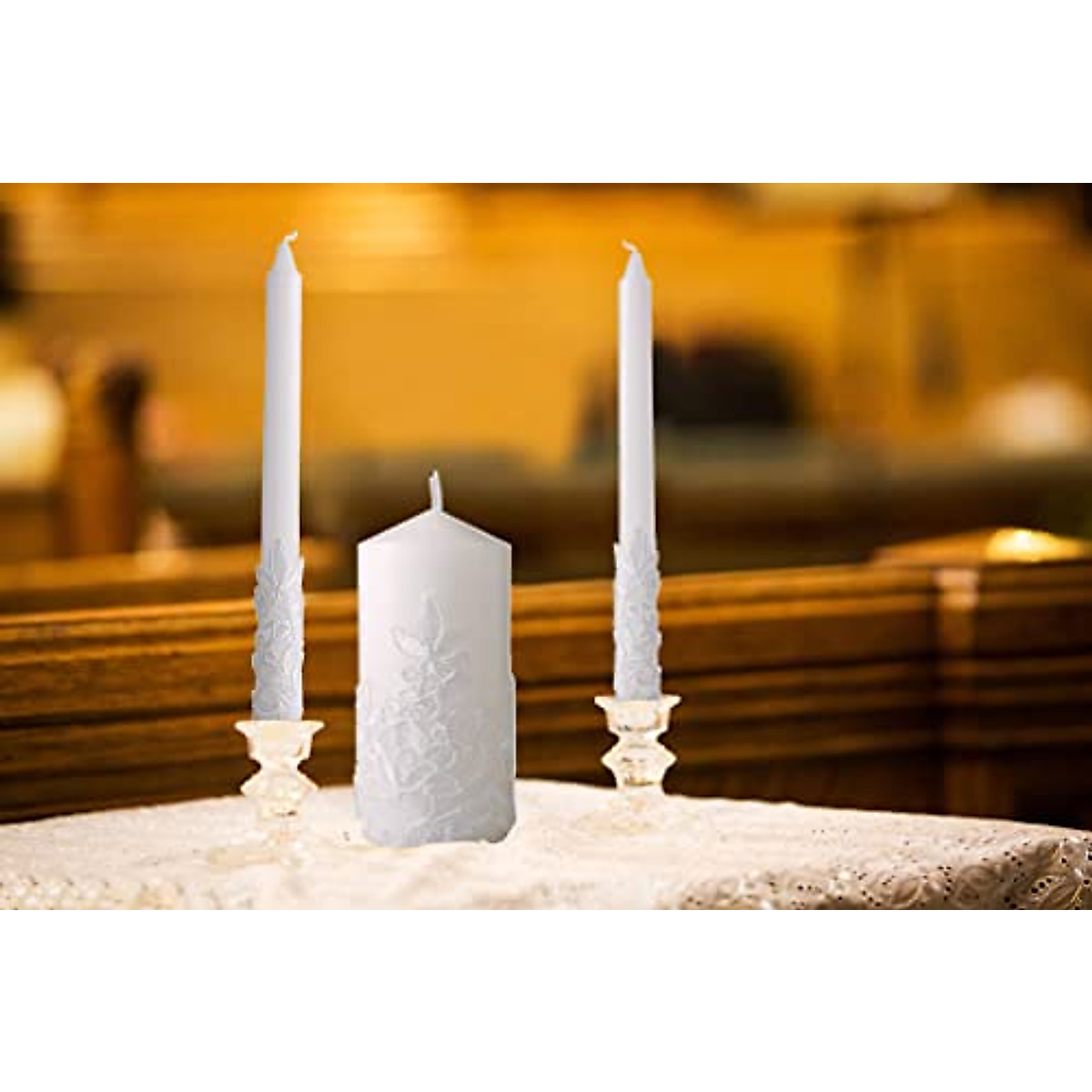 Unity Candles for Wedding Ceremony Set, Wedding Accessories for Reception Ceremony - Wedding Gifts - Candle Sets - 5.5 Inch Pillar and Two 9.8 Inch Tapers
