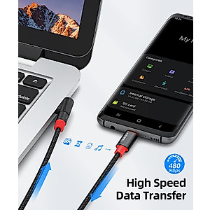 SUNGUY USB A to C Cable Right Angle, [2-Pack,1ft] 90 Degree Braided Fast Charging & Sync Type C Cable Compatible for Samsung Galaxy S10 S10E S9 S8 Plus Note 9, Nintendo Switch,Oculus Quest 2