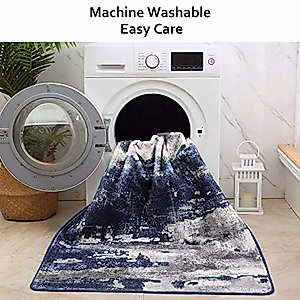 BEIMO Area Rugs for Bedroom Living Room Machine Washable Large Modern Abstract Print Soft Entryway Runner Rug, Non Slip Carpet with Gripper, Blue 8x10