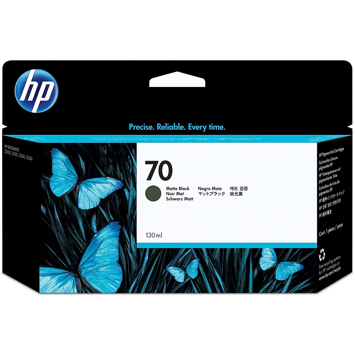 HP 70 Matte Black 130-ml Genuine Ink Cartridge (C9448A) for DesignJet Z5400, Z5200, Z3200, Z3100 & Z2100 Large Format Printers