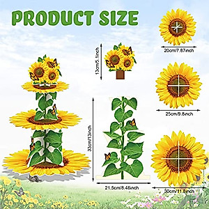 Sunflower Cupcake Stand Sunflower Party Decorations Supplies 3 Tier Summer Yellow Sunflowers Cake Decorations Cupcake Holder Stand for Women Girls Birthday Graduation Baby Shower Party Favor Decor