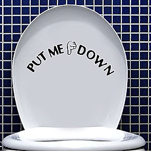Jiuhong 4 Pack Funny Reminder Decoration Put Me Down Toilet Seat Decal Sticker Sign for Home Switch Bathrooms Decorations (Black)