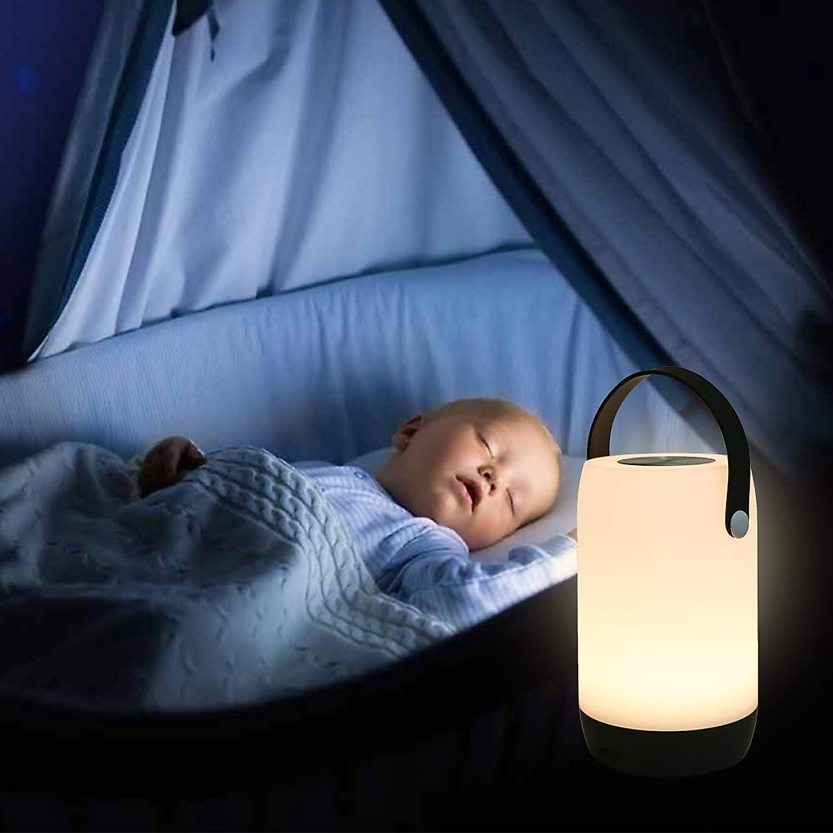 Eldnacele Table Lamp-Touch Sensor Lamp for Kids Bedroom, Portable USB Rechargeable Dimmable Baby Night Light with White Light, LED Night Lights, 2 Pack