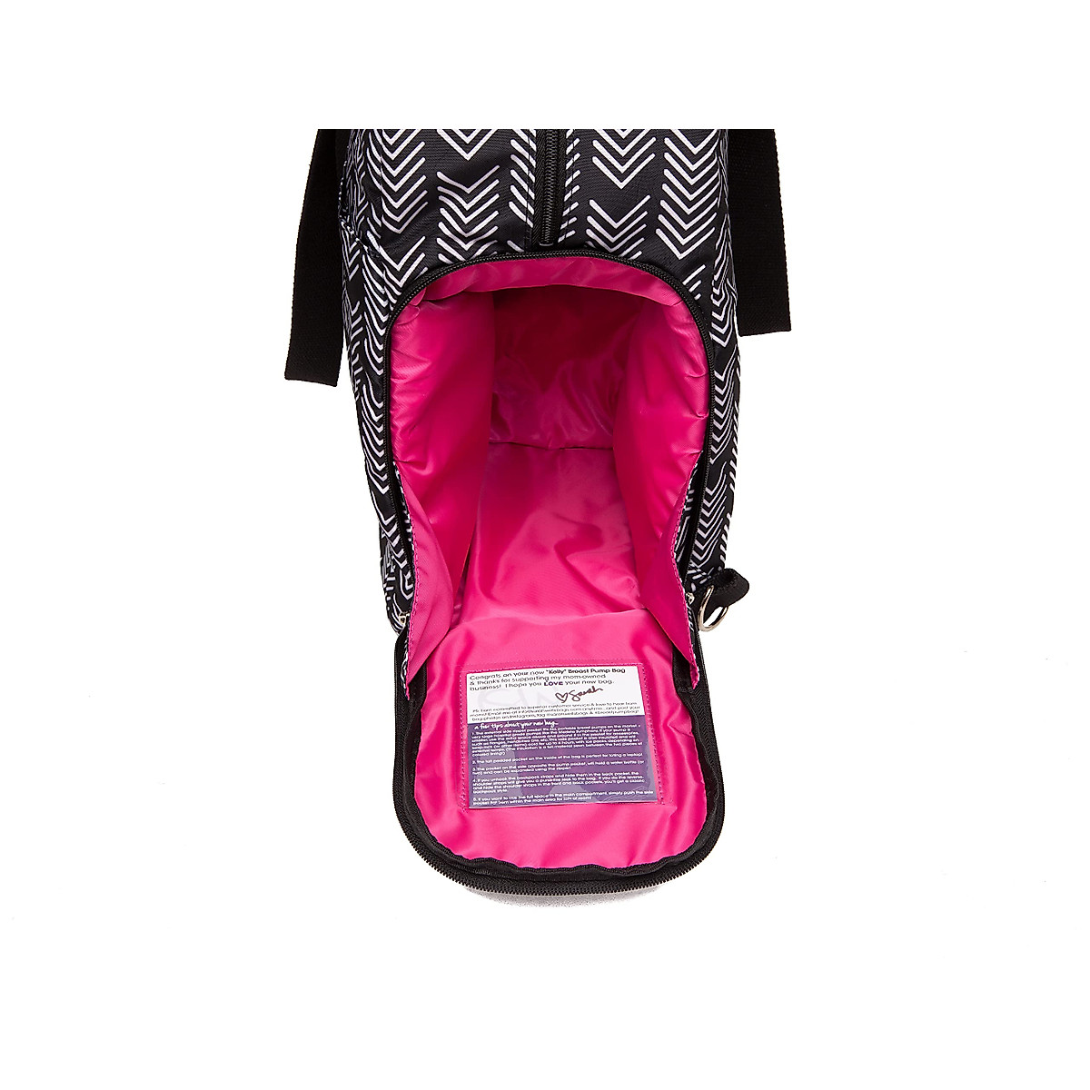 Sarah Wells Kelly Convertible Breast Pump Bag and Backpack with Carrying Handles - 1 Count (Pack of 1) - Black and White