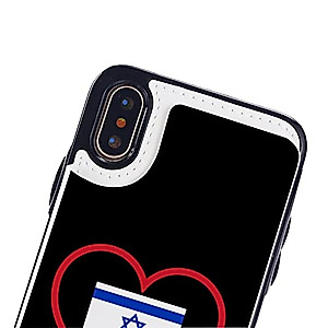 I Love Israel Red Heart Wallet Phone Cases Fashion Leather Design Protective Shell Shockproof Cover Compatible with iPhone X/XS