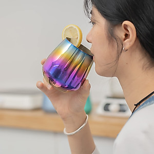 UNISWEET Stainless Steel Wine Glasses 17oz Unbreakable Wine Tumblers Stemless Camping Wine Glasses for Home Picnic Outdoors