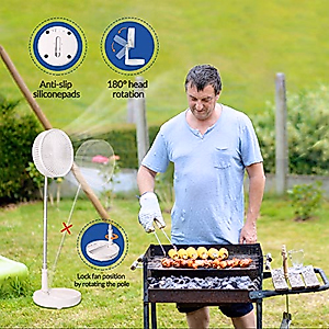 Primevolve 8.7 inch Battery Operated Standing Fan, Rechargeable Portable USB Fan with Adjustable Height for Camping Tent Travel White