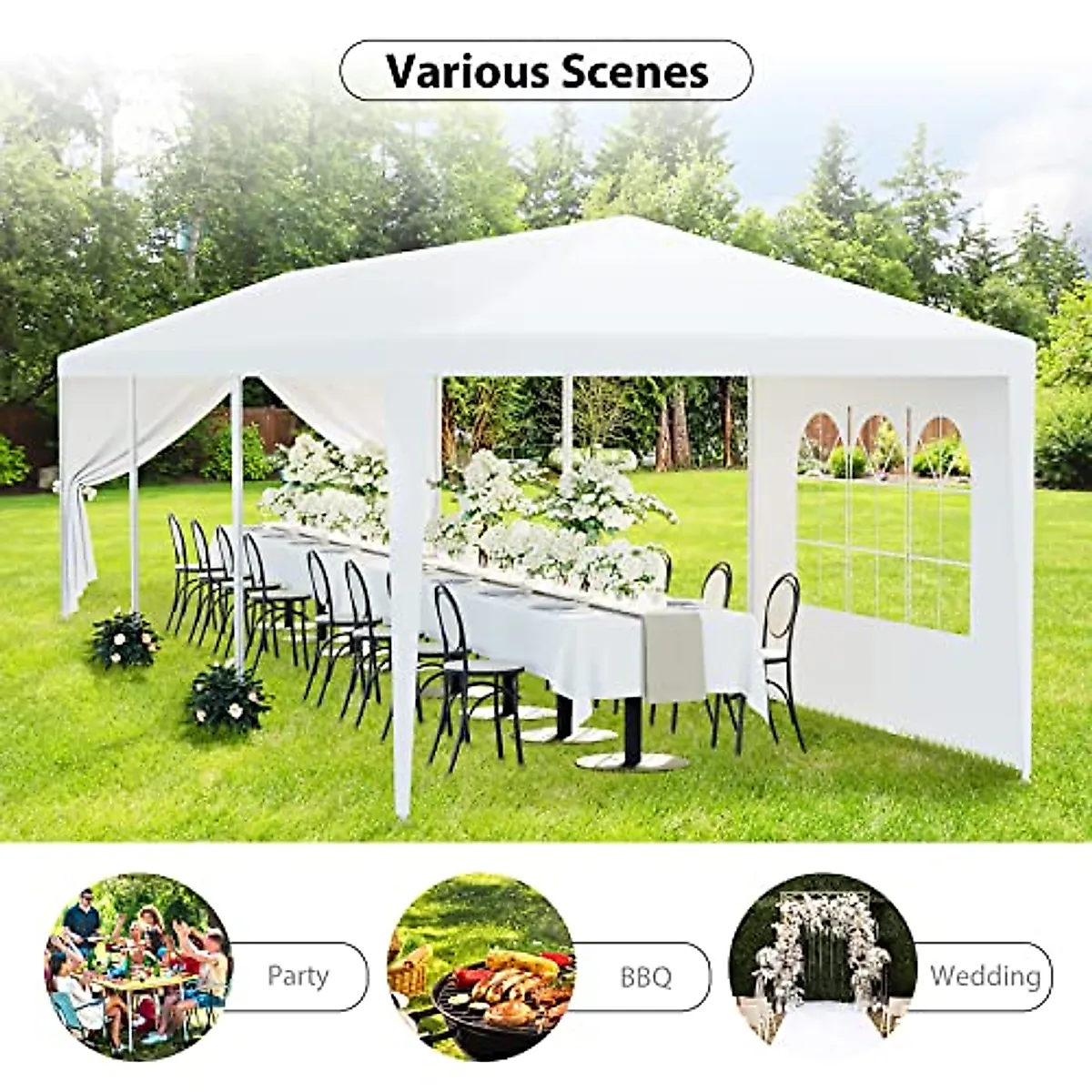HomGarden 10'x30' Outdoor Canopy Tent Patio Camping Gazebo Shelter Pavilion Cater Party Wedding BBQ Events Tent w/Removable Sidewalls