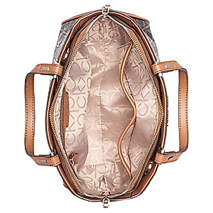 Calvin Klein Charlie Triple Compartment Dome Satchel, Brown/Khaki/Caramel