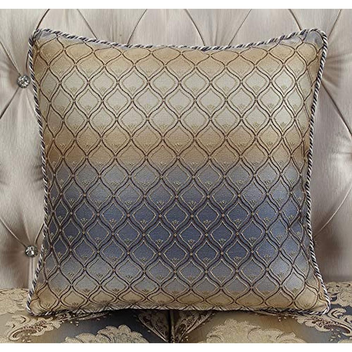 ACME Furniture Gorsedd Sofa with 5 Pillows, Cream Fabric and Antique White