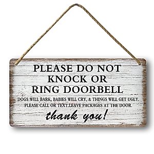 Baby Sleeping Sign For Front Door Please Do Not Knock Or Ring Doorbell Sign Funny Welcome Go Away Signs No Soliciting Sign For Home Don'T Disturb Hanging Sign Wall Decor