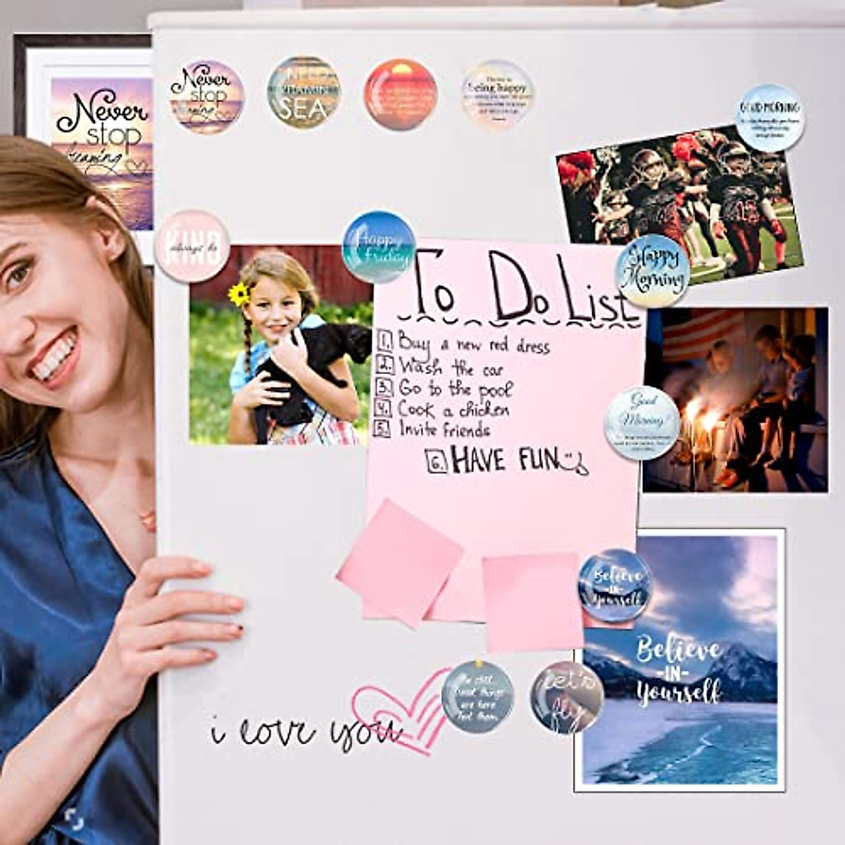 RIMULAplus Cute Refrigerator Magnets for Fridge, Decorative Fridge Magnets Cute, Small Glass Inspirational Magnets for Whiteboard Office Kitchen