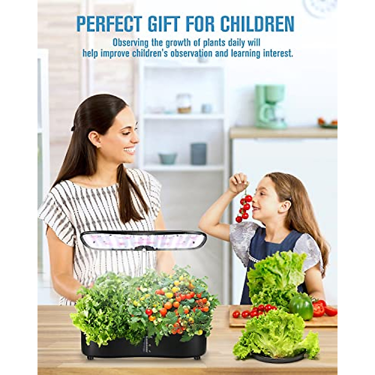 ONME Hydroponics Growing System, Indoor Herb Garden Kit with Grow Light, Indoor Gardening System with 12 Plant Pots, Aero Garden with Quiet Smart Water Pump Height Adjustable