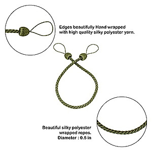 MALANOV Curtain Ropes Tiebacks Tie-Backs, Curtain Handmade Holdbacks, Polyester Curtain Tieback (Green-2Pc)
