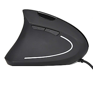 Ergonomic Vertical USB Wired Mouse, Left Handed Optical Mouse, 3 Adjustable DPI 800/1200/1600, 6 Programmable Buttons, Universal Gaming Mouse for Laptop, Desktop, Notebook, PC, Computer (Black)