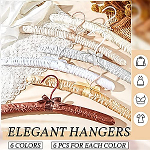 36 Pcs Satin Padded Hanger Non Slip Padded Hangers Heavy Duty Foam Hangers No Shoulder Bump Fabric Hanger for Wedding Women Girls Closet Dress Blouse Sweaters Suits (Multicolored)