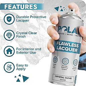 Polar Clear Matte Flawless Lacquer Spray - 2 x 13.5 Fl Oz - Clear Coat Spray Paint - Non-Yellowing & Scratch Resistant - Interior & Exterior Surfaces for Wood, Metal, Plastics, Glass & Ceramics