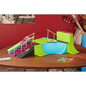 Tech Deck, Neon Mega Park X-Connect Creator, Customizable Glow-in-The-Dark Ramp Set with 2 Blind Skateboard Fingerboards, 90+ Pieces, Gift for Ages 6+