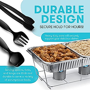 Disposable Chafing Dish Buffet Set - 39 Piece Food Warmers for Parties Buffet Servers, Wire Racks Aluminum Pans With Lids Serving Spoons Forks Tongs Gel Cans, Warming Trays for Food, Catering Supplies