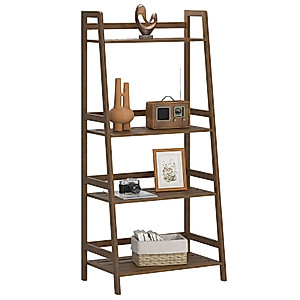 SogesHome Bamboo 4 Tier Bookcase, Multi-Functional Book Shelf Storage Rack, Plants Stand Display Shelf, Brown
