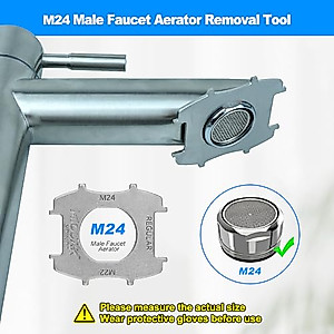 304 Stainless Steel Aerator Key, Can remove faucet aerators with stopper, M24 male faucet aerators Removal Tool, and remove M22, M24 recessed faucet aerators with gears.