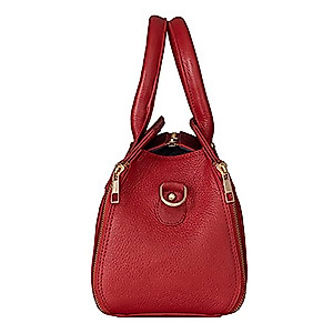 HiLeder Leather Designer Shoulder Tote Purse Satchel Sling Messenger Crossbody Handbag for Women, Medium Size - Red
