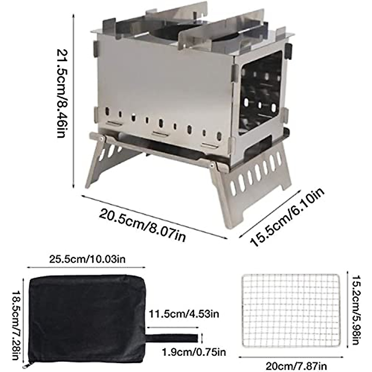 Safety certification Charcoal Grill Barbecue, Portable Stainless Steel Smoker BBQ, Folding Wood Burning Barbecues, Tabletop Grill for Outdoor Garden Cooking Camping Hiking Picnic