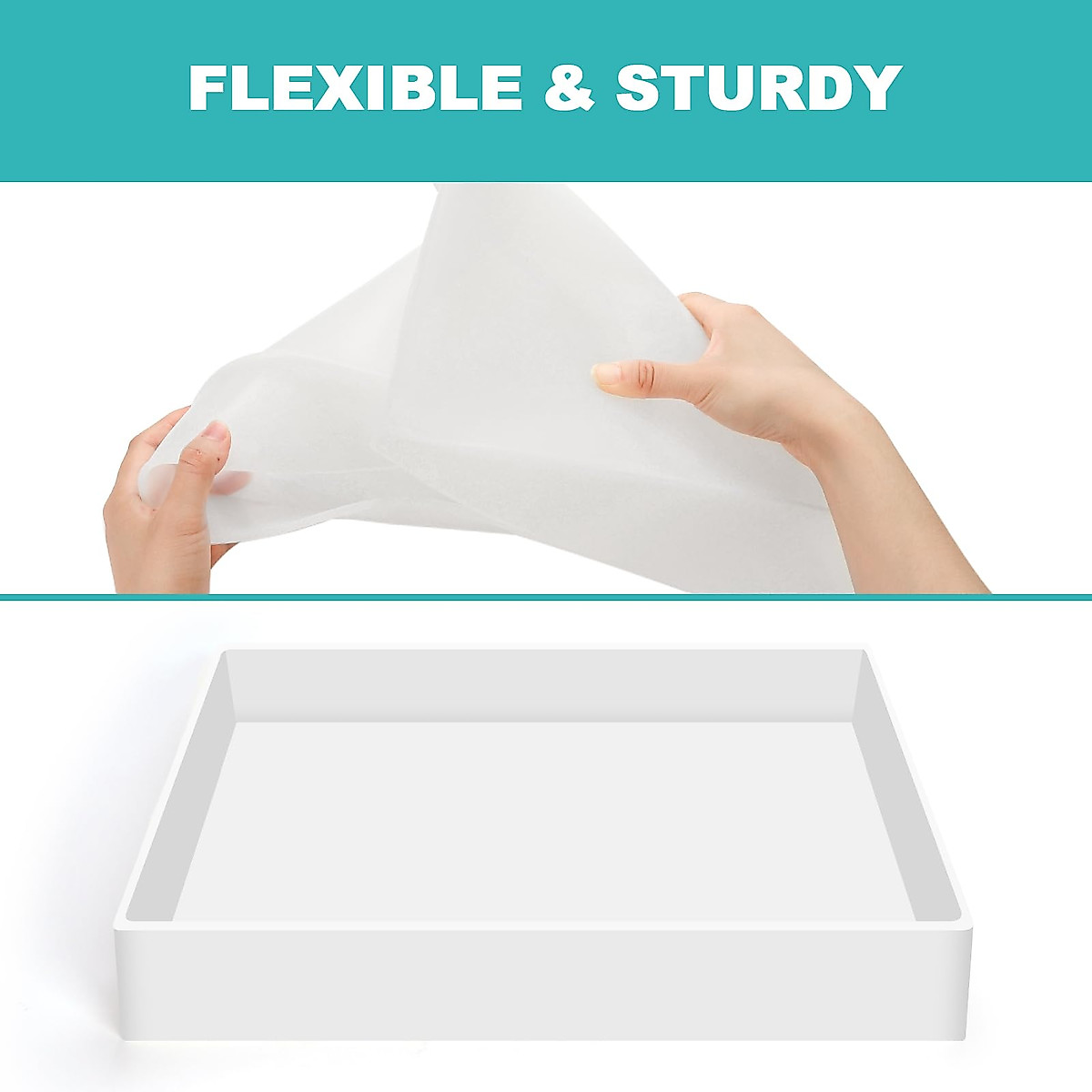 Sntieecr Large Rectangle Resin Table Molds, 16 x 12 x 2.4 Inch Charcuterie Board Resin Mold, Epoxy Table Mold for Tray Board, River Coffee Table, DIY Art Home Decoration