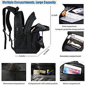 Travel Laptop Backpack for Men Waterproof College School Backpacks for Teen Girls with USB Charging Port Work Business Fits 15.6 Inch Notebooks Computer Bag Anti Theft Bagpacks for Women-Black