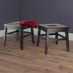 Winsome Kaya 2-Piece Conductor Stool Set, 12H in, Solid Wood, Coffee Finish