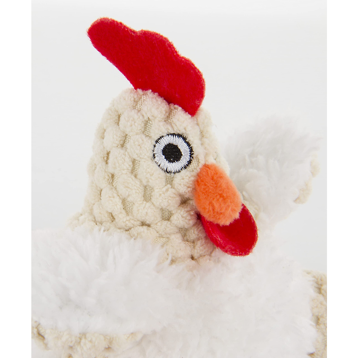 goDog Checkers Just For Me Fat Rooster Squeaky Plush Dog Toy, Chew Guard Technology - White, Mini