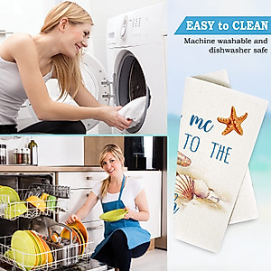 AnyDesign Summer Beach Swedish Kitchen Dishcloth Starfish Coconut Cotton Kitchen Towel You are My Sunshine Beach Life Absorbent Dish Towel for Housewarming Cleaning Wipes, 6Pcs, 7 x 8 Inch