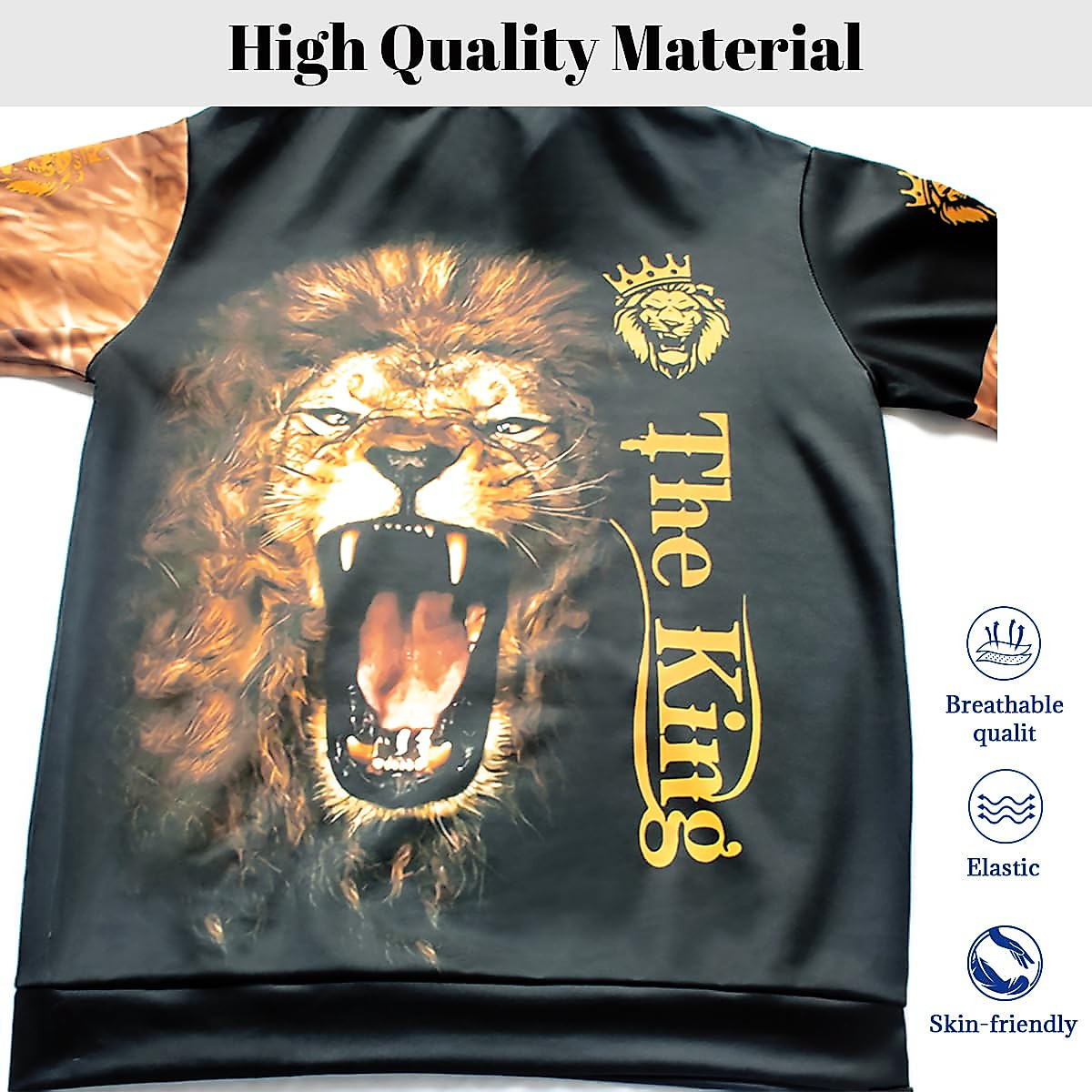 Ufehaho Lion King 3D Printed Men's Hoodies Sweater Set Pullover Tracksuit for Big and Tall 2 Piece Sweatshirt Suit