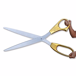 The Largest Ceremonial Scissors in The World - 40 Inch Gold Plated Grand Opening Scissors with Silver Blades
