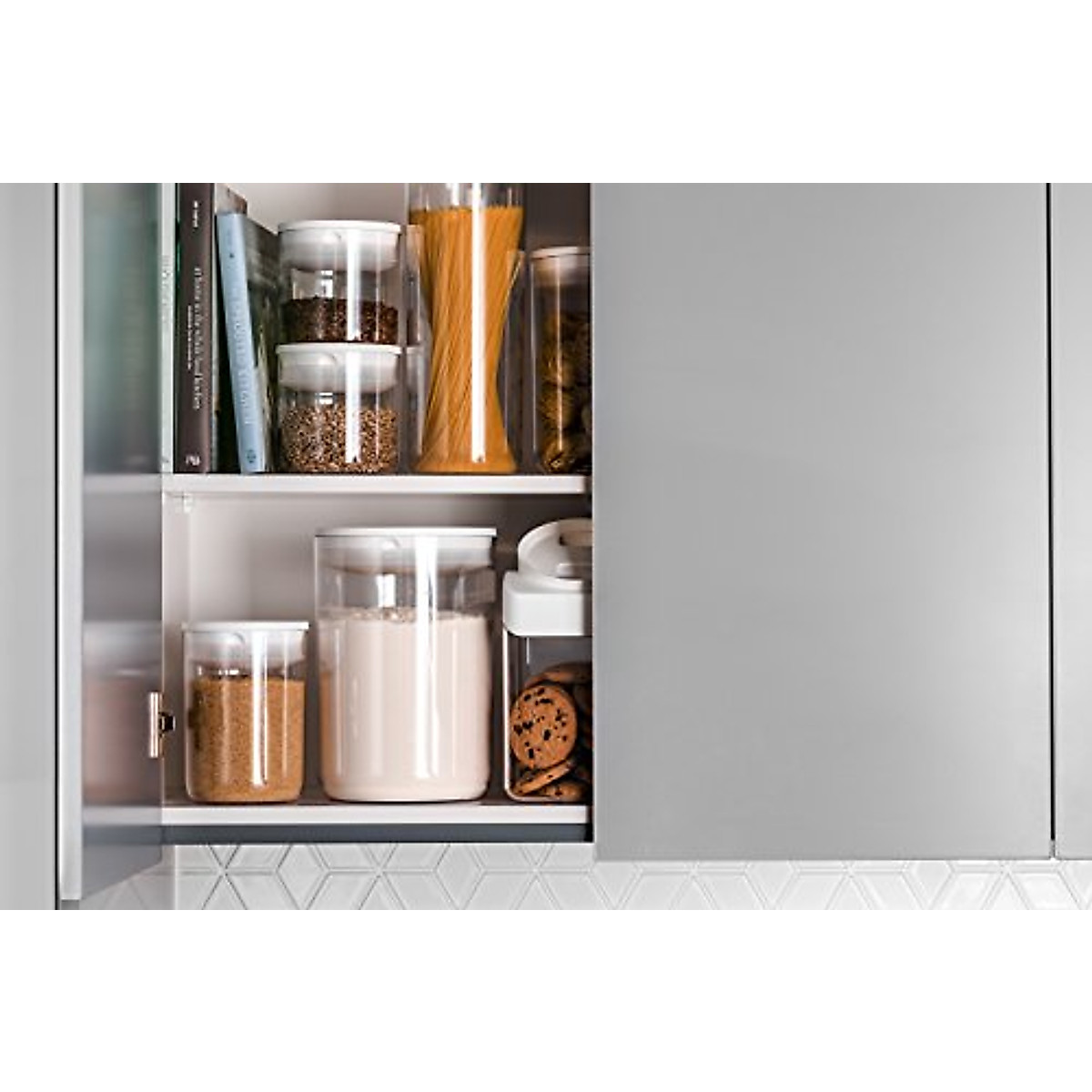 Click Clack Pantry Canister, 2.4-Quart, Red Lid