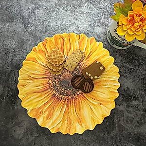 UPware Shape Platter Melamine Serving Platter BPA Free Food Platter 12 Inch Summer Flower Yellow Sunflower Shaped Platter (12" Sunflower)