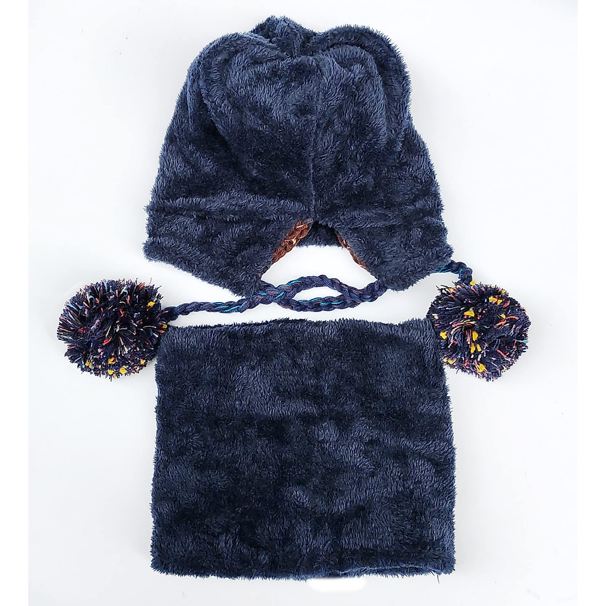 HUAMULAN Women Winter Beanie Hat Circle Scarf Set Pompoms Peruvian Ski Snow Ear Flaps Sherpa Knit Hats Fleece Lined Slouchy