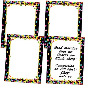 100 Sheets Back to School Confetti Black Stationery 8.5x11 Computer Border Printer Paper, Letterhead Paper for Teacher Printing Writing Letters, School Printer Supplies for Kids Home Family